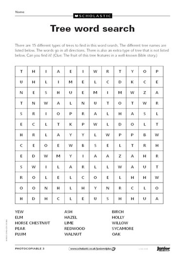 Tree word search – Primary KS2 teaching resource - Scholastic