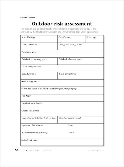 Outdoor risk assessment - Scholastic Shop