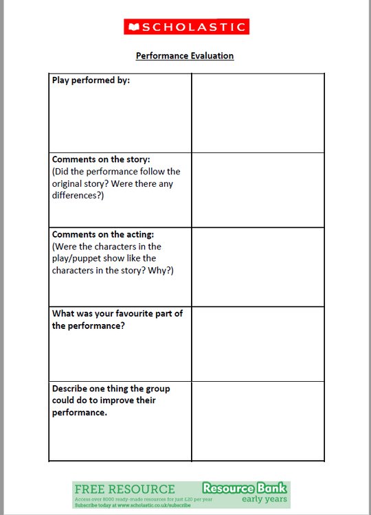 Performance evaluation - Scholastic Shop