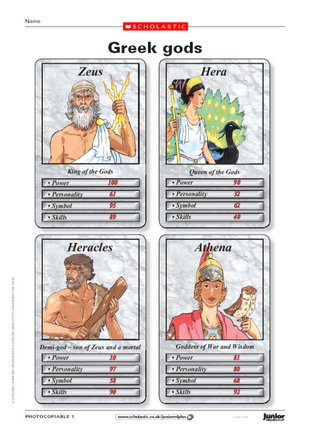 Greek gods game cards - Scholastic Shop