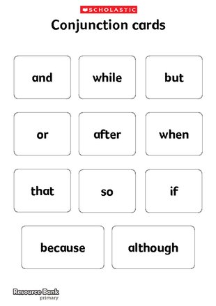 Conjunction cards - Scholastic Shop