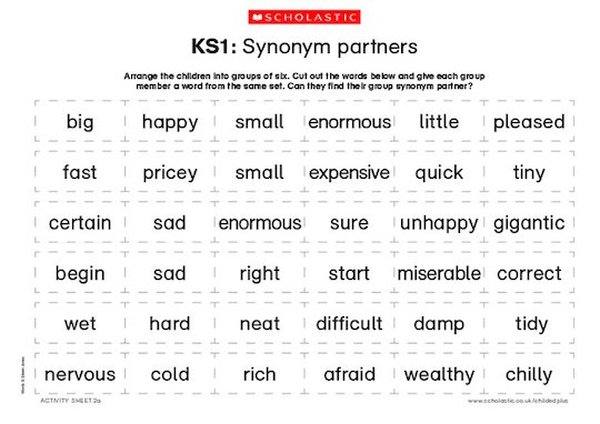 Synonyms matching game - Scholastic Shop