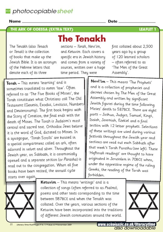 The Tenakh – information sheet - Scholastic Shop
