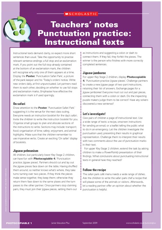 Punctuation practice: Instructional texts - Scholastic Shop