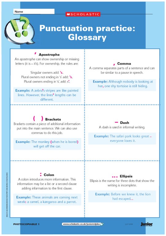 Punctuation practice - Scholastic Shop