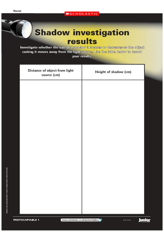 Shadow science investigation - Scholastic Shop