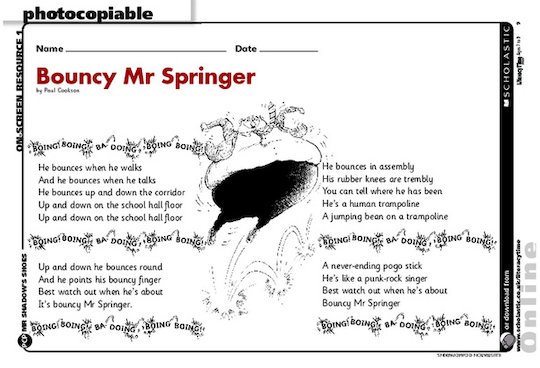 ‘Bouncy Mr Springer’ performance poem - Scholastic Shop