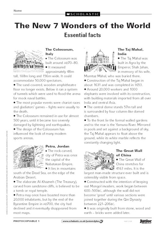New 7 Wonders of the World – essential facts - Scholastic Shop