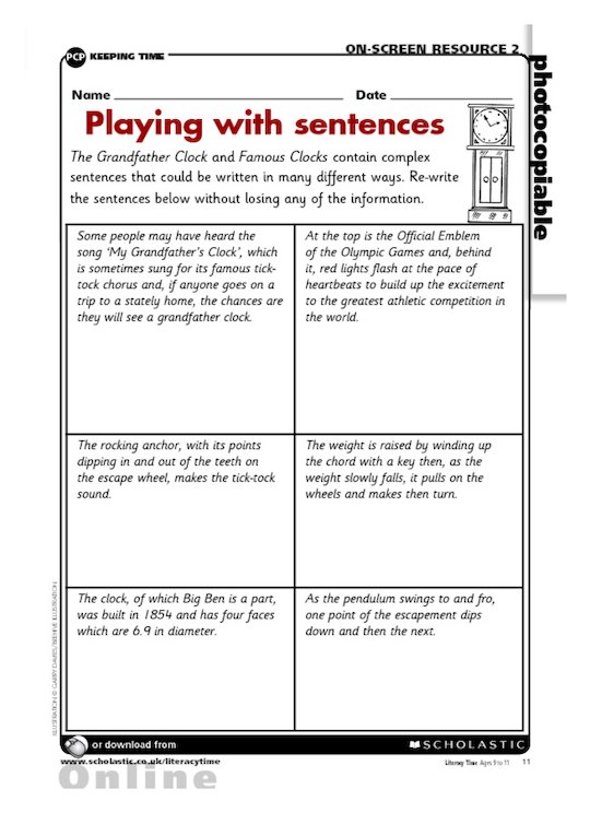 Playing with sentences – complex sentences - Scholastic Shop