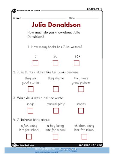 Julia Donaldson – FREE Primary KS1 teaching resource - Scholastic