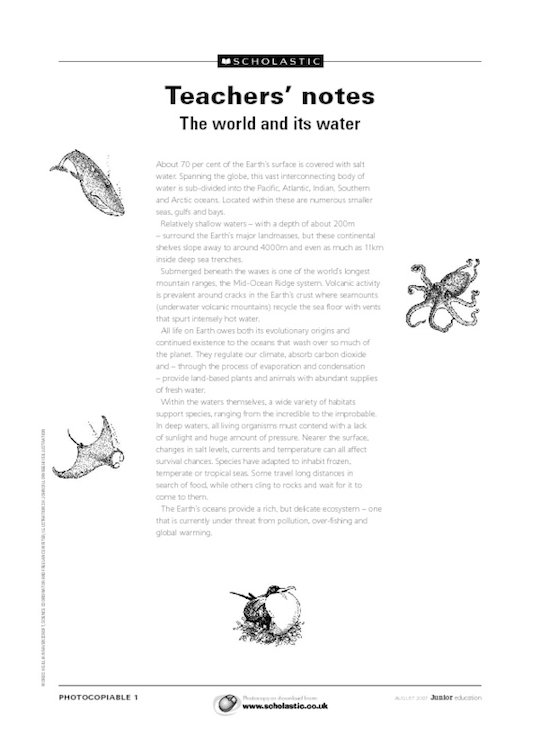 The world and its water – teachers’ notes - Scholastic Shop