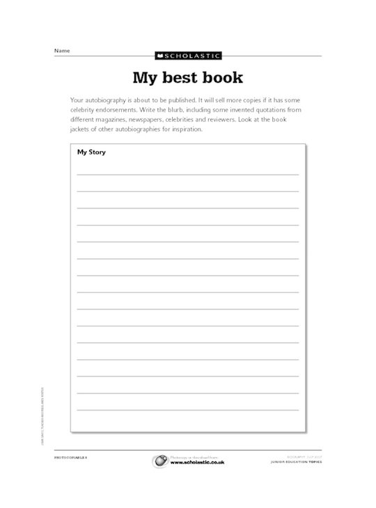 Autobiography: Writing a blurb - Scholastic Shop