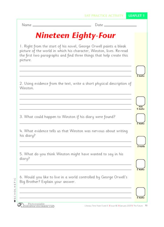 Nineteen Eighty-Four – comprehension - Scholastic Shop