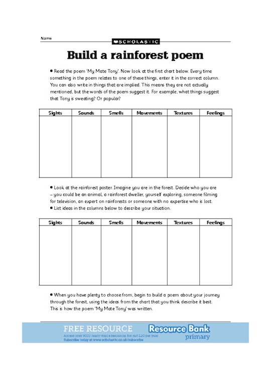 Build a rainforest poem - Scholastic Shop