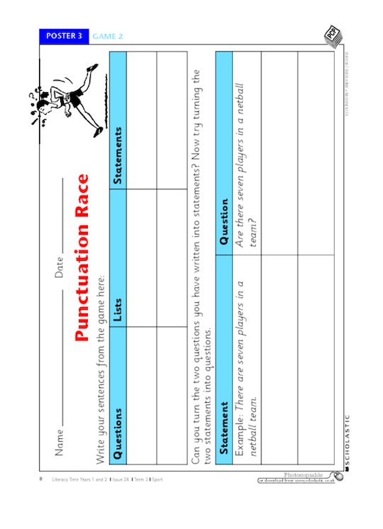 Punctuation Race - Scholastic Shop