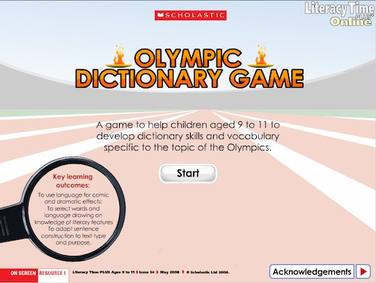 Olympic dictionary game – interactive whiteboard resource - Scholastic Shop