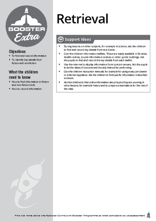 KS2 SATs Reading Booster Extra Pack: Retrieval - Scholastic Shop