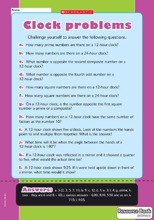 Time-themed maths activities - Scholastic Shop