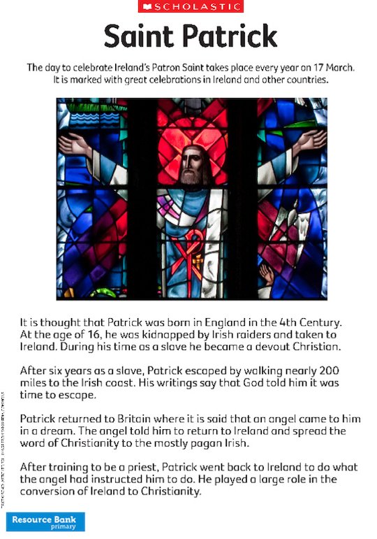 Saint Patrick – fact sheet - Scholastic Shop