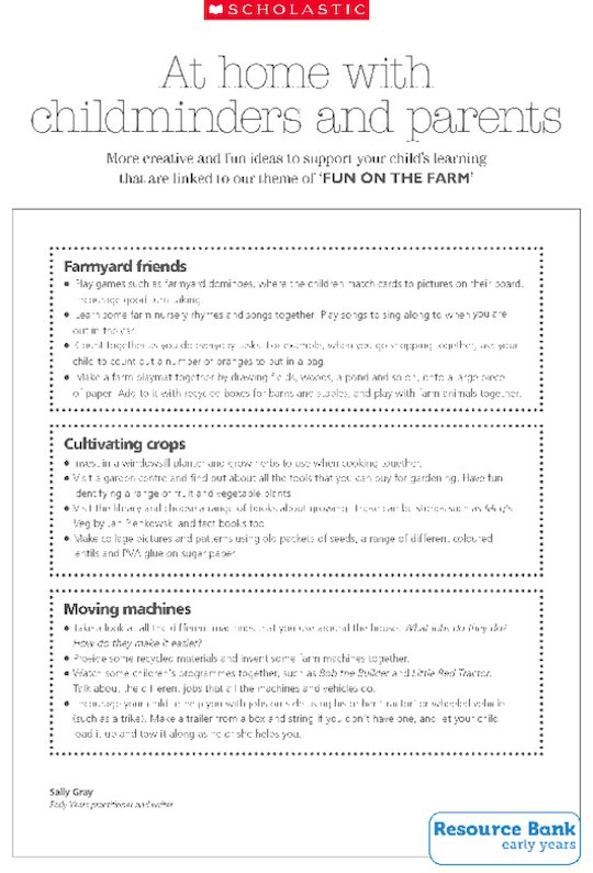 At home with childminders and parents – ‘Fun on the farm’ - Scholastic Shop
