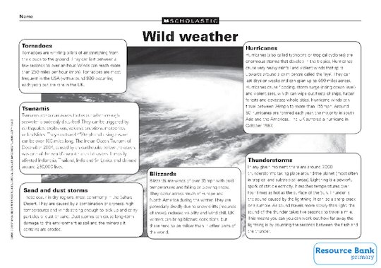 Wild weather – fact sheet - Scholastic Shop