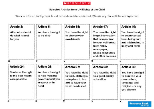 Selected articles from the UN Rights of the Child (version 2 ...