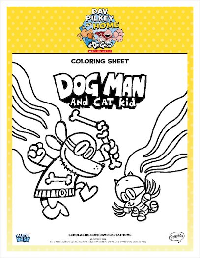 Dog Man and Cat Kid Colouring Sheet - Scholastic Shop