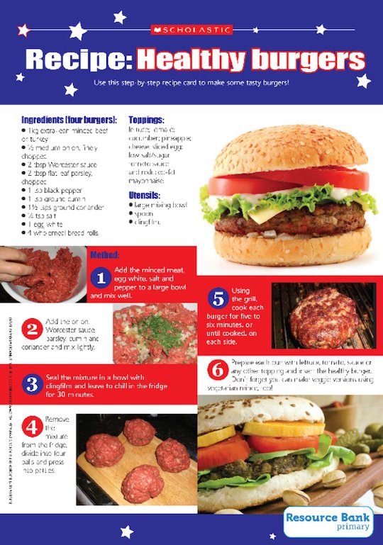 Recipe: Healthy burgers - Scholastic Shop
