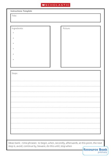 Instructions Or Recipe Template Primary KS1 KS2 Teaching Resource Instructions Or Recipe Template Primary KS1 KS2 Teaching Resource