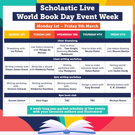Scholastic Live World Book Day Event Week schedule - Scholastic Shop