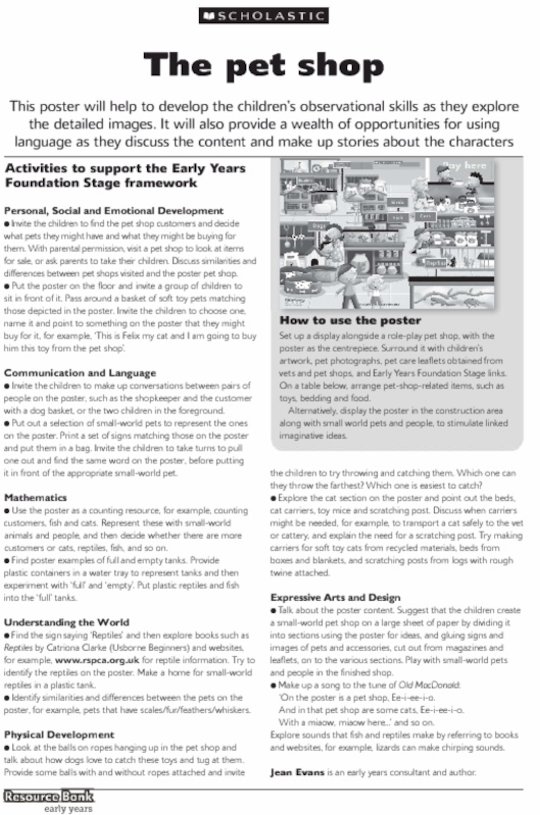 The pet shop – activities - Scholastic Shop