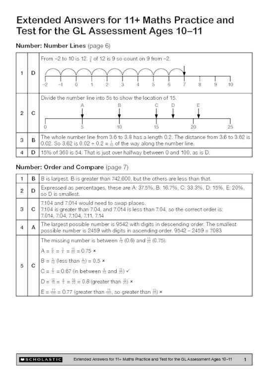 Pass Your 11+ GL Assessment Maths Extended Answers - Scholastic Shop
