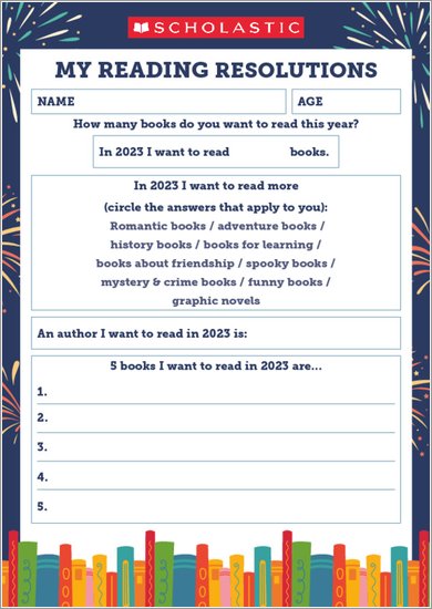 Reading Resolutions Template 2 - Scholastic Shop